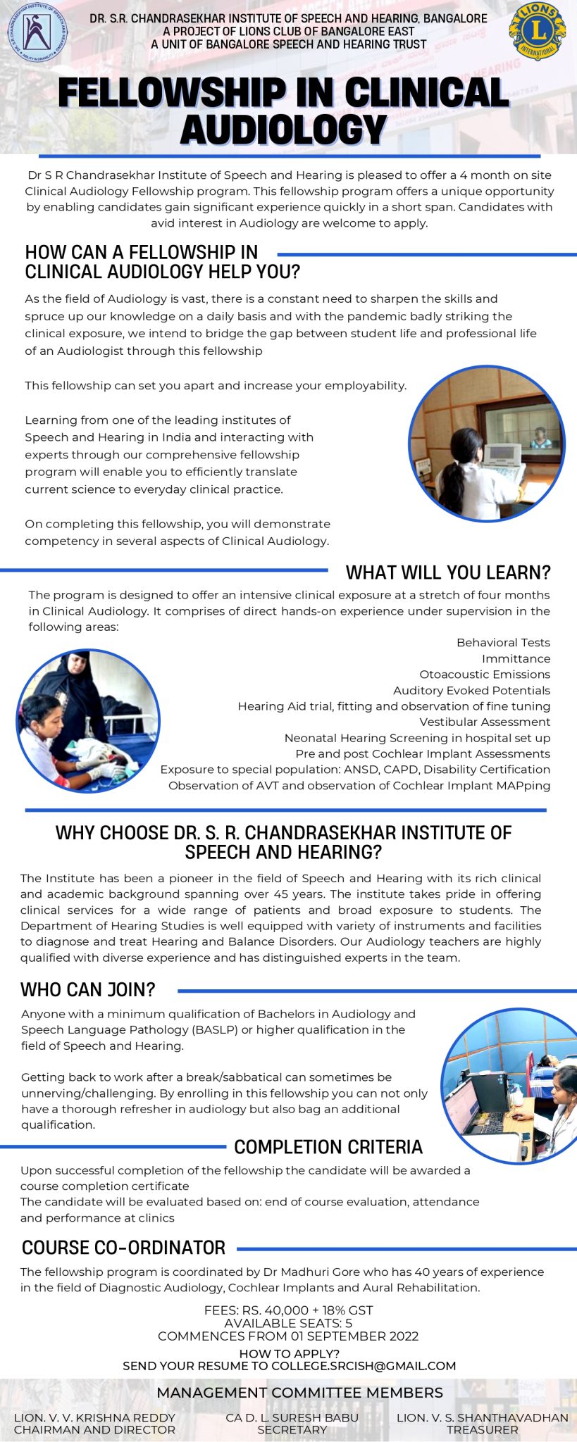 Fellowship Programs – Dr. S. R. Chandrasekhar Institute of Speech and ...