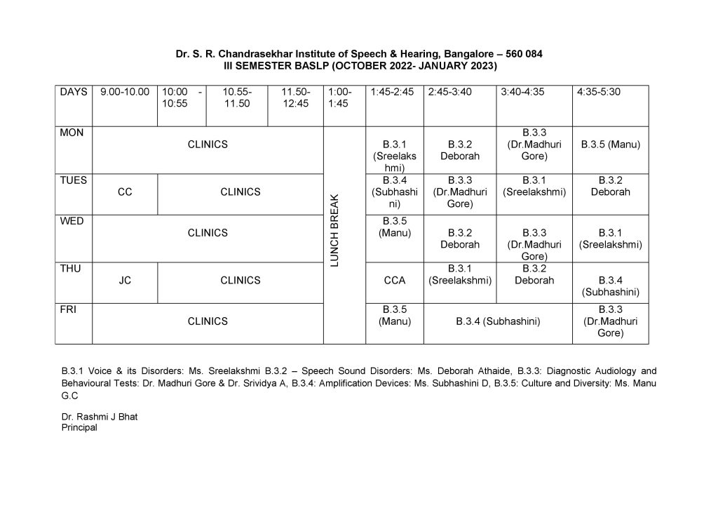 Academic Calendar / Time Table – Dr. S. R. Chandrasekhar Institute of ...