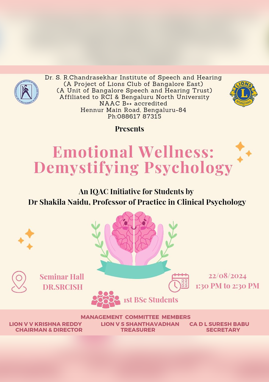 Dr. S. R. Chandrasekhar Institute of Speech and Hearing – Institute